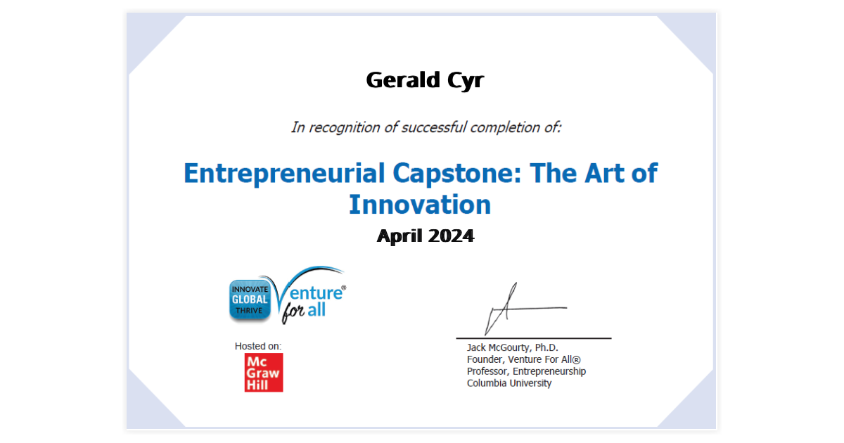 Gerald Cyr | Entrepreneurial Capstone: The Art of Innovation | McGraw ...