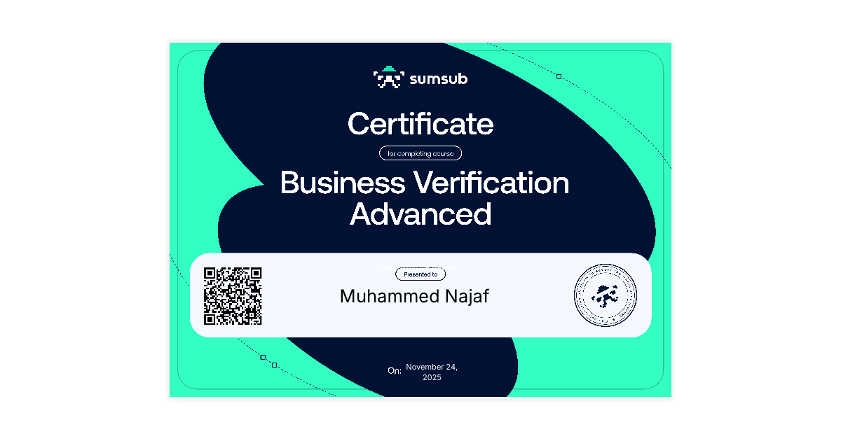 Muhammed Najaf | Business Verification Advanced | Sumsub via Hyperstack