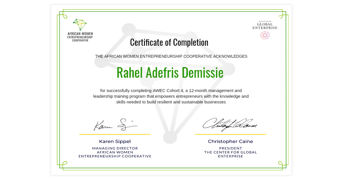 Rahel Adefris Demissie | AWEC Cohort 4 | African Women Entrepreneurship ...