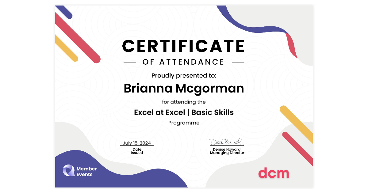 Brianna Mcgorman | Excel at Excel | Basic Skills | DCM Learning via ...