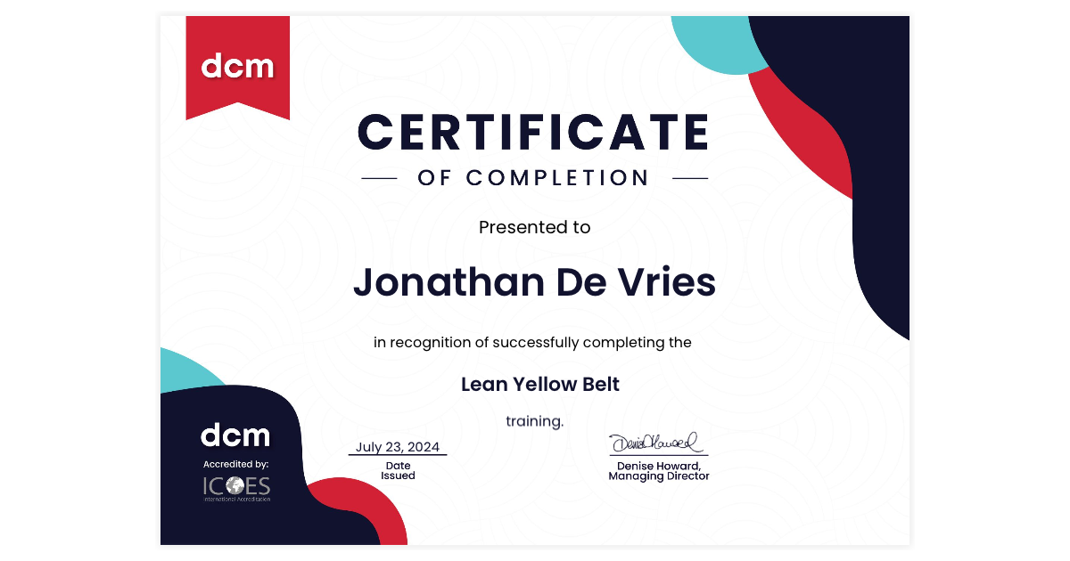 Jonathan De Vries | Certificate of Completion | DCM Learning via Hyperstack