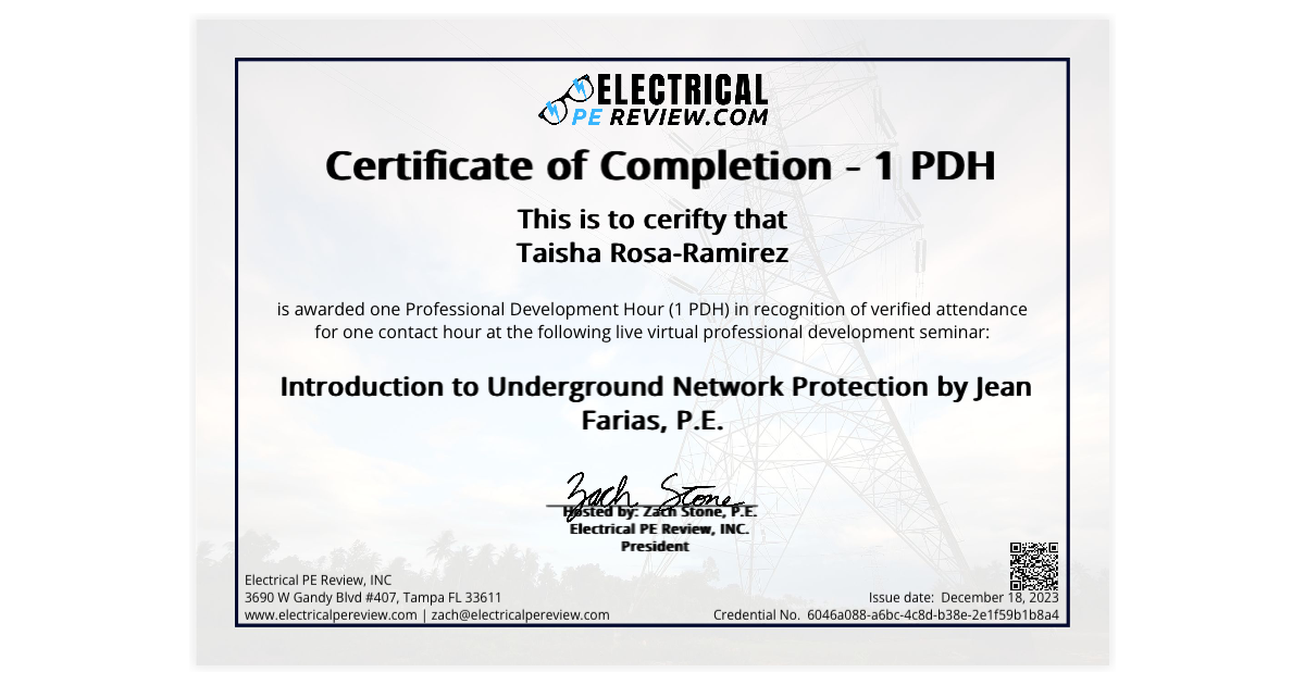 Taisha Rosa-Ramirez | Introduction to Underground Network Protection by ...