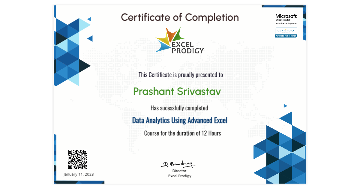 Prashant Srivastav | Data Analytics Using Microsoft Advanced Excel (12 ...