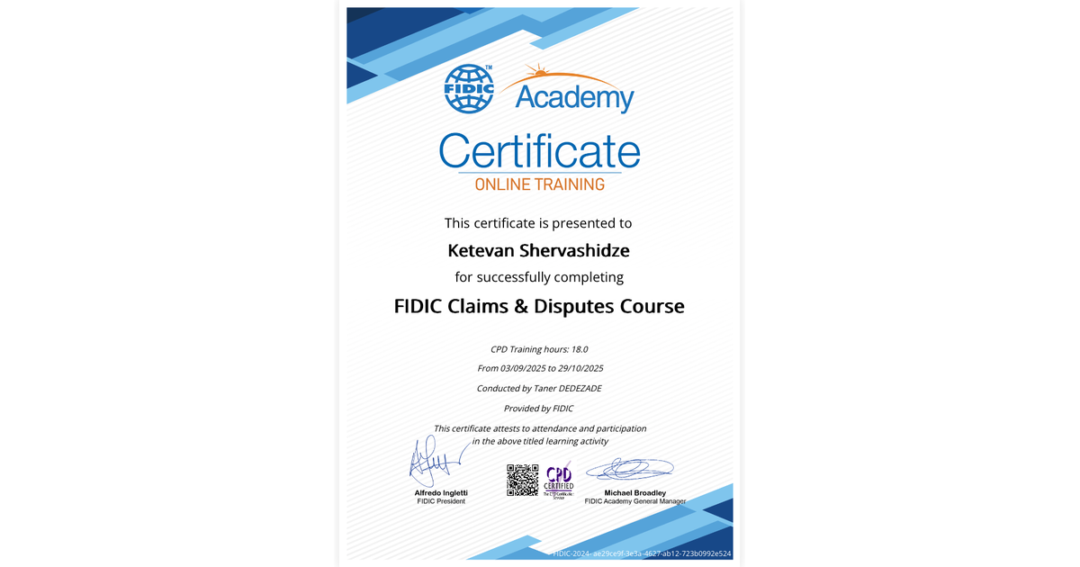 Ketevan Shervashidze | FIDIC Claims and Disputes Course | FIDIC Academy ...