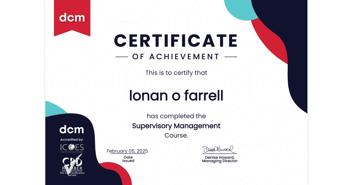 lonan o farrell | Supervisory Management Course | DCM Learning via ...