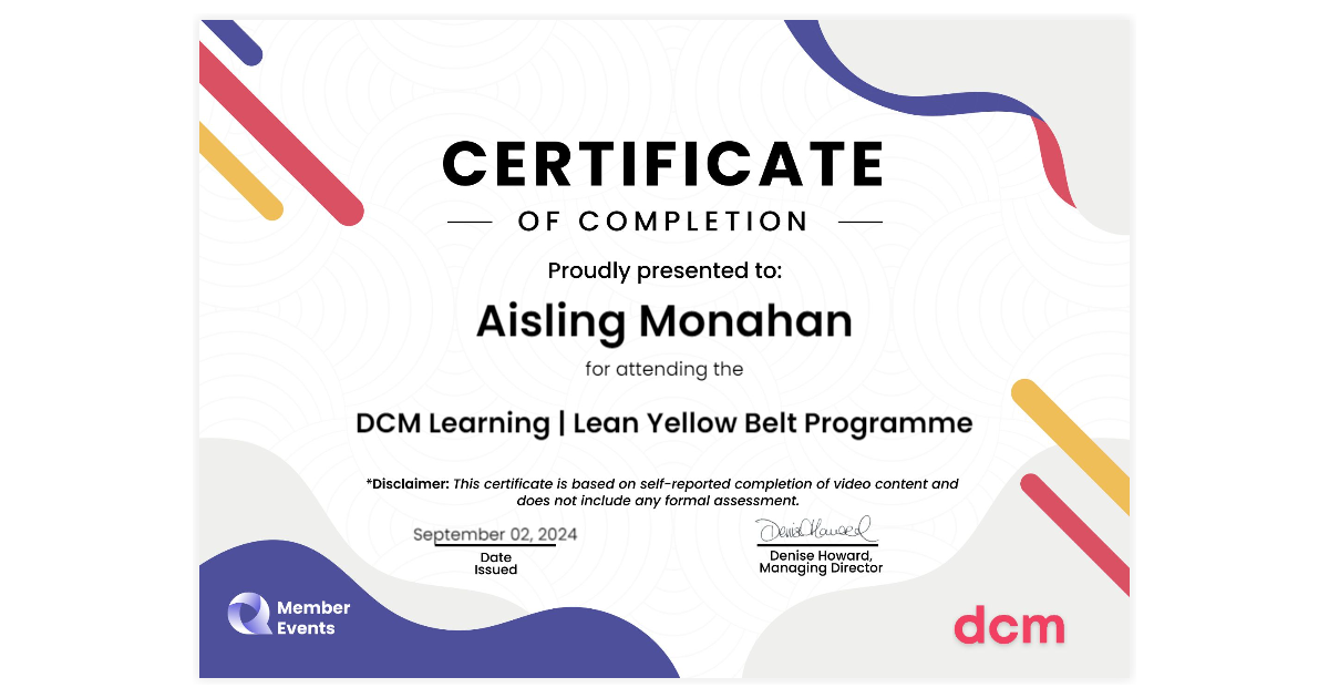 Aisling Monahan | DCM Learning | Lean Yellow Belt Programme | DCM ...