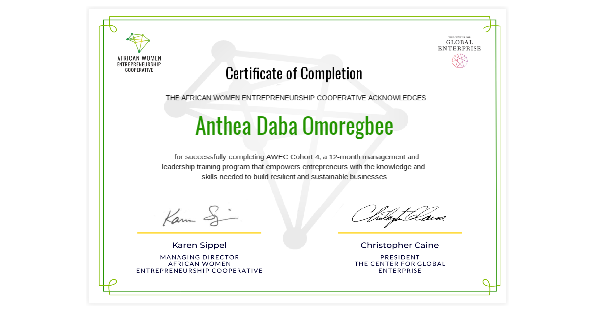 Anthea Daba Omoregbee | AWEC Cohort 4 | African Women Entrepreneurship ...