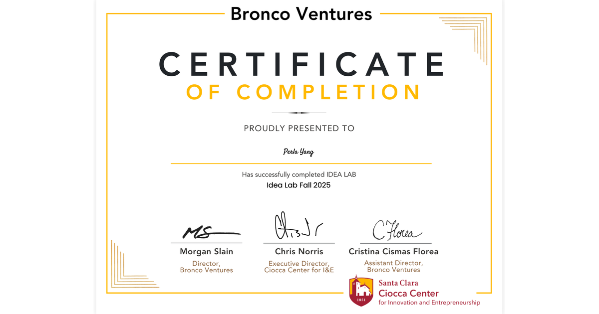 Perla Yang | Idea Lab Fall 2025 | Ciocca Center via Hyperstack