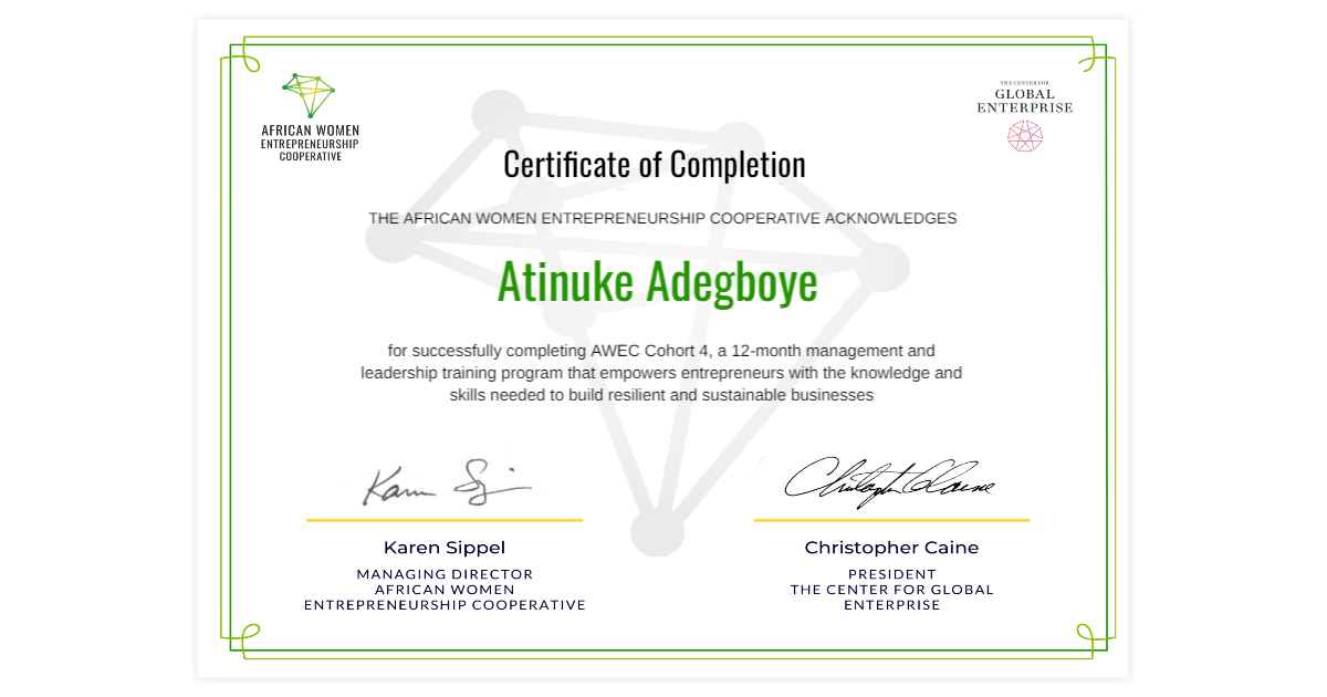 Atinuke Adegboye | AWEC Cohort 4 | African Women Entrepreneurship ...