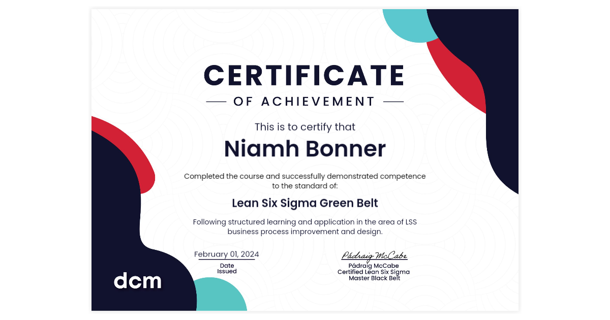 Niamh Bonner | Lean Green Belt Course | DCM Learning via Hyperstack