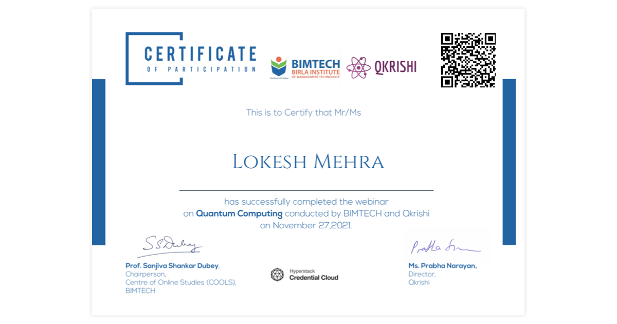 Lokesh Mehra | Quantum Computing Webinar | Birla Institute of ...