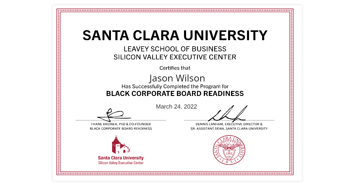 Jason Wilson | Black Corporate Board Readiness | Leavey Executive ...