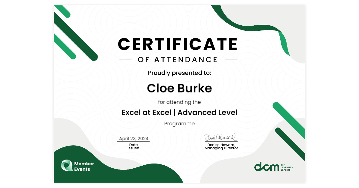 Cloe Burke | Excel at Excel | Advanced Level | DCM Learning via Hyperstack