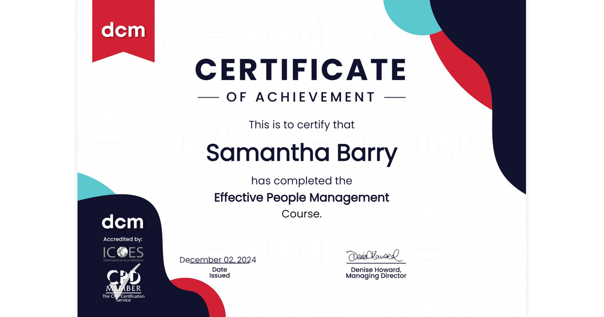 Samantha Barry | People Management Course | DCM Learning via Hyperstack