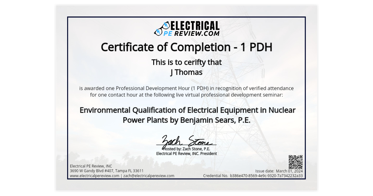 J Thomas | Environmental Qualification of Electrical Equipment in ...