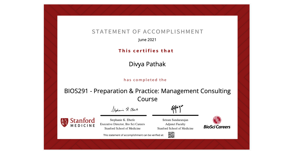 Divya Pathak | BIOS 291: Preparation & Practice: Management Consulting ...